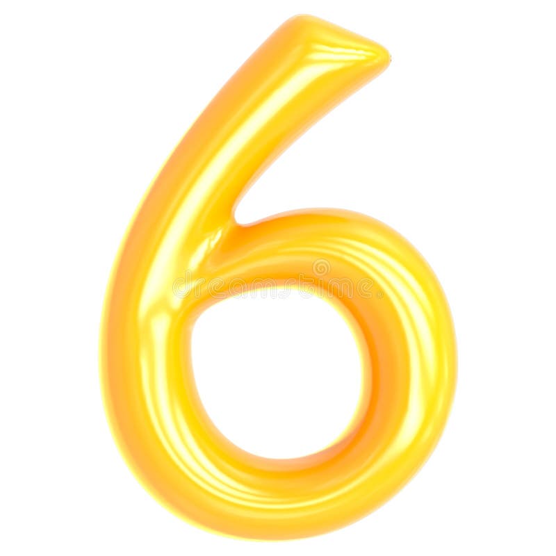 6 Number Yellow 3D with White Background Stock Illustration ...