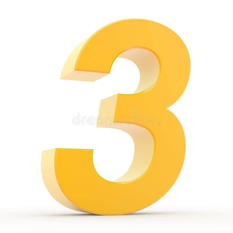 Number 2 Yellow Color Collection On White Background Illustration 3D ...