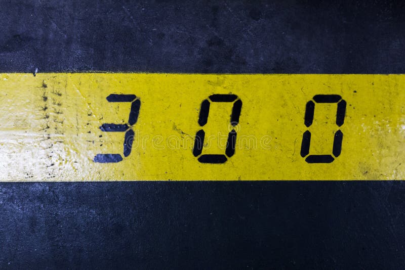 300 Number on Yellow Stripe and Black Background Stock Image - Image of ...
