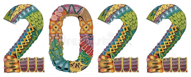 Number 2022 Zentangle. Vector Decorative Object for Decoration Stock ...