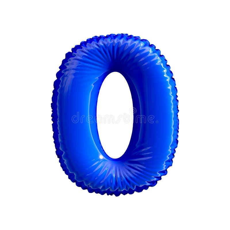 Number 0 Zero Of Blue Balloons On A White Background. Stock ...
