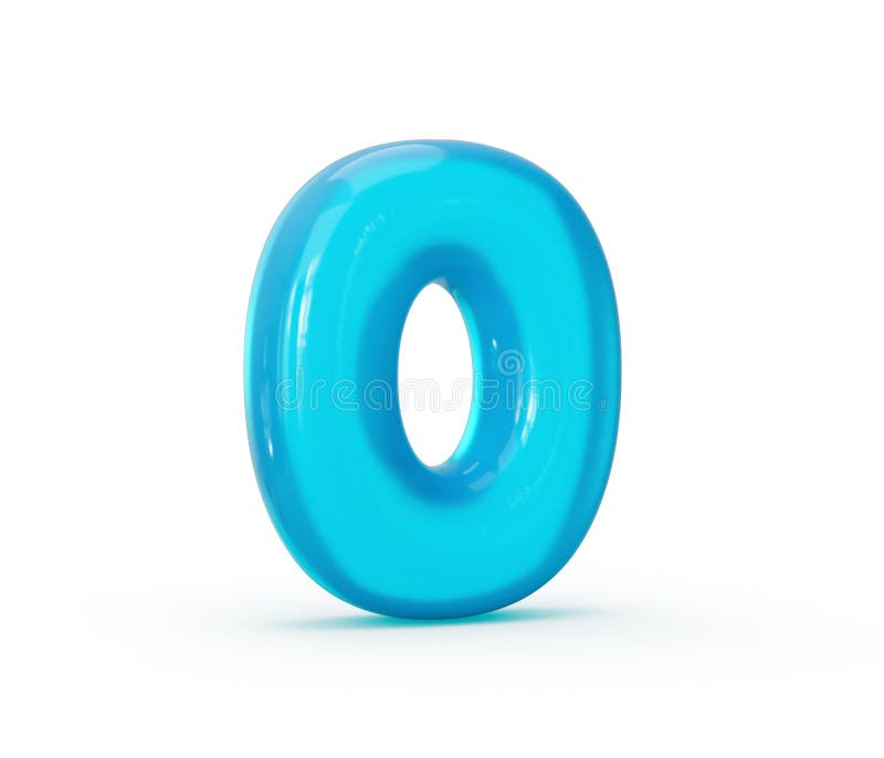 Number Zero in a Blue Jelly Style Isolated on a White Background Stock ...