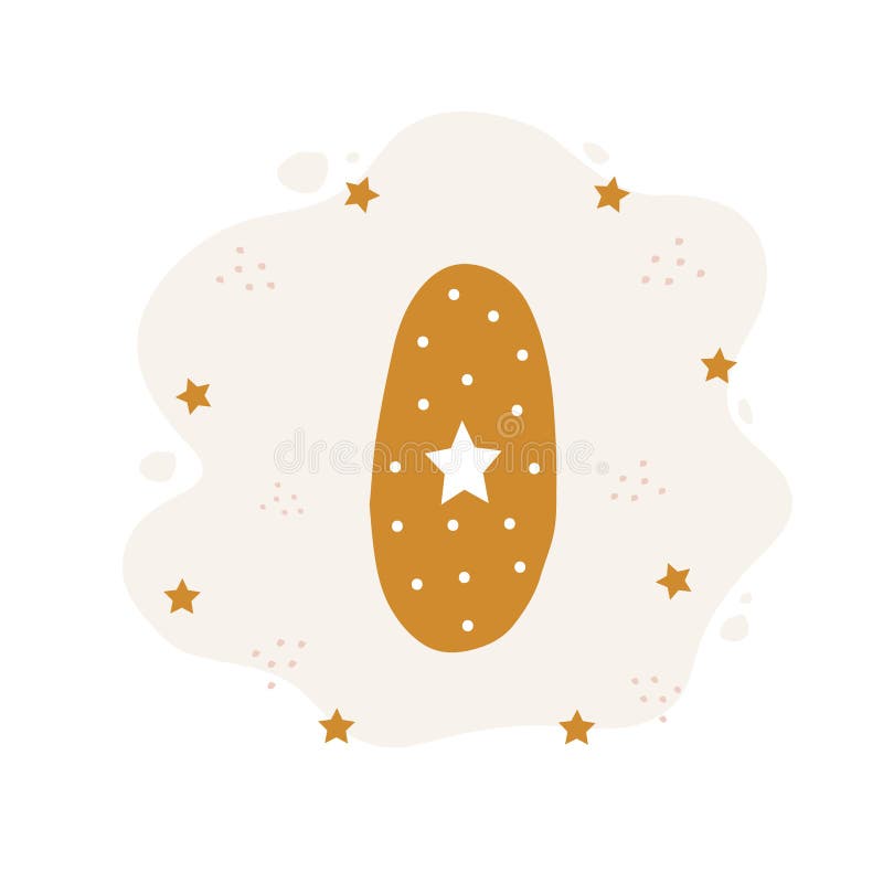 Number Zero in Boho Style. Cute Doodle Element for Birthday Card ...