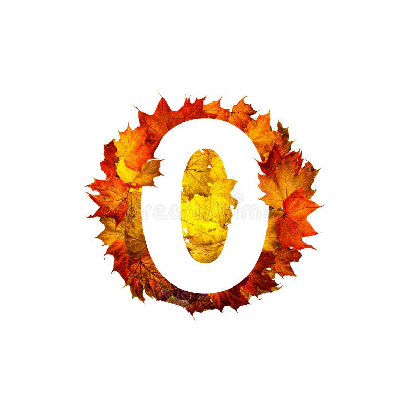 Number Zero in the Circle Frame of Colorful Autumn Maple Leaves ...