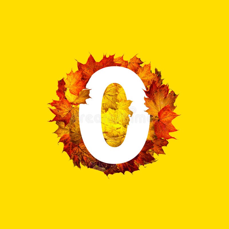 Number Zero in the Circle Frame of Colorful Autumn Maple Leaves ...