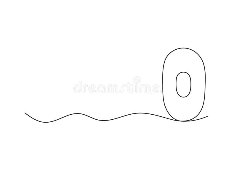 Number Zero, Continuous One Line Drawing. Black Hand Drawn Single ...