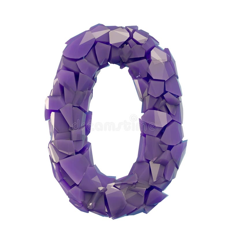 Number 0 Zero Made of Purple Plastic with Abstract Holes Isolated on ...