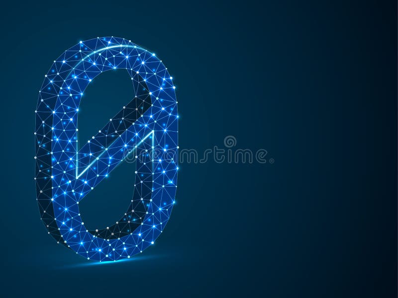 Number Zero 2D Low Poly Abstract Illustration Consisting of Points ...