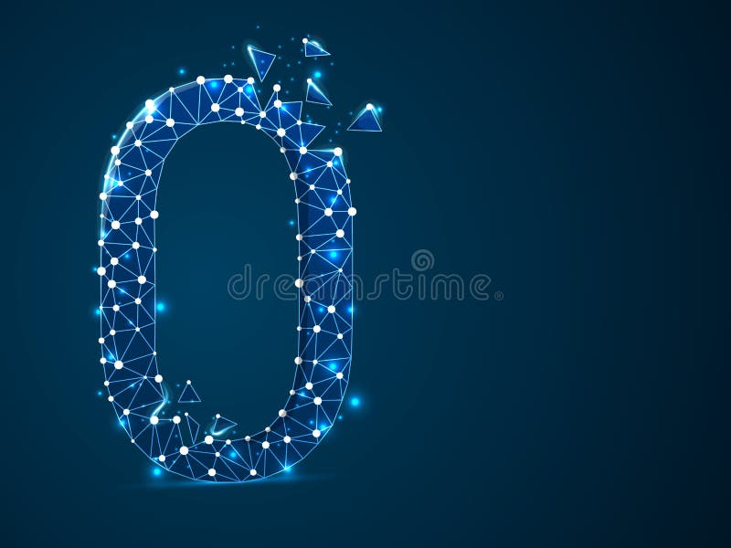 Number Zero 2D Low Poly Abstract Illustration Consisting of Points ...