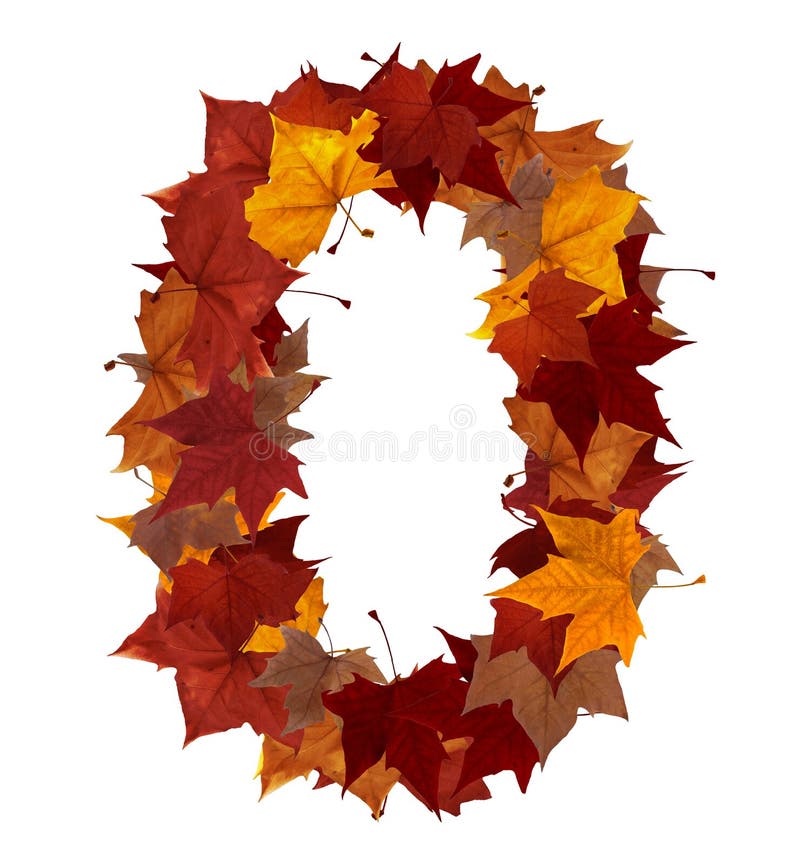 Number Zero with Fall Leaf Isolated Stock Photo - Image of nature, fall ...