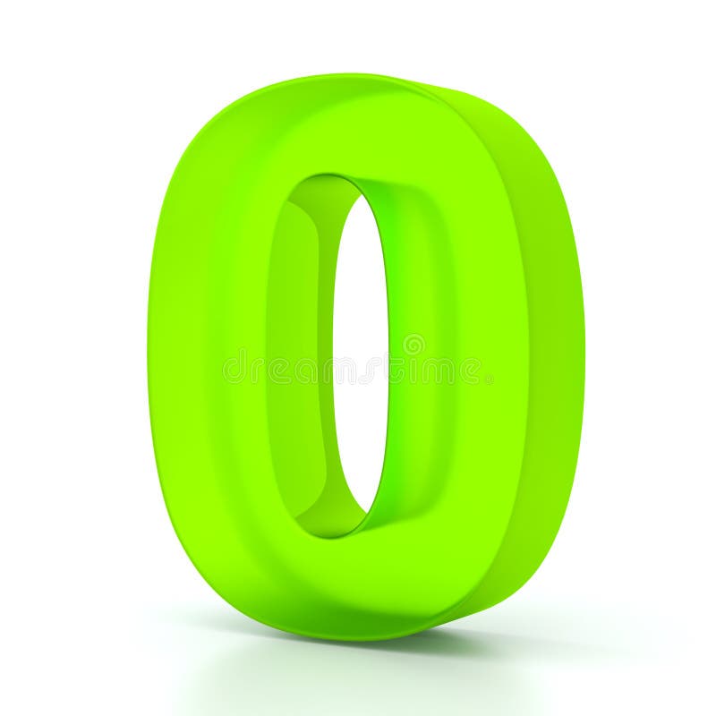 Number Zero with Green Glass Material. 3d Symbol for Graphic Design ...
