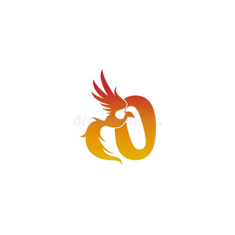 Number Zero Icon with Phoenix Logo Design Template Stock Illustration ...