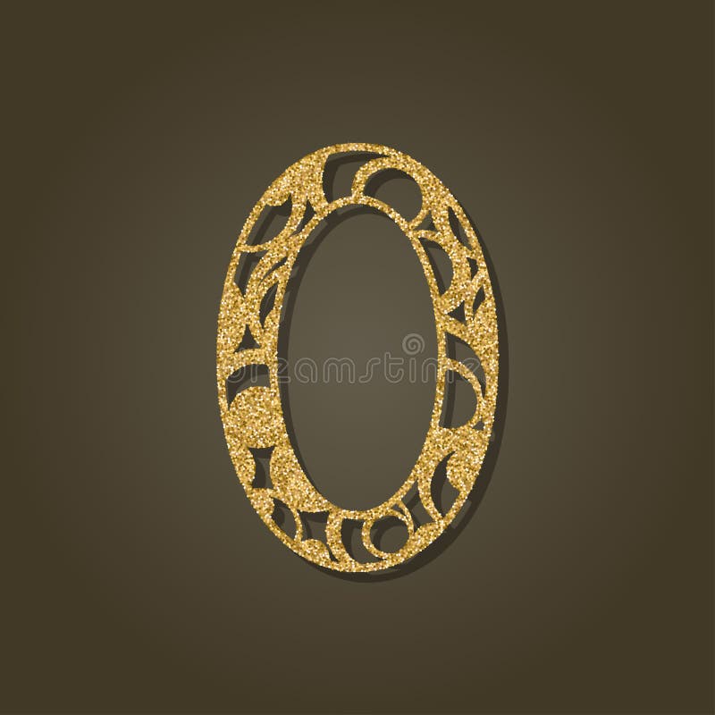 Number Zero for Laser Cutting.Round Gold Pattern Stock Vector ...