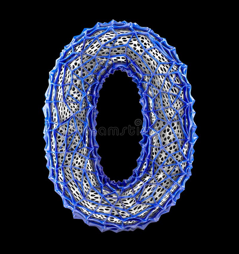 Number 0 Zero Made of Blue Plastic with Abstract Holes Isolated on ...