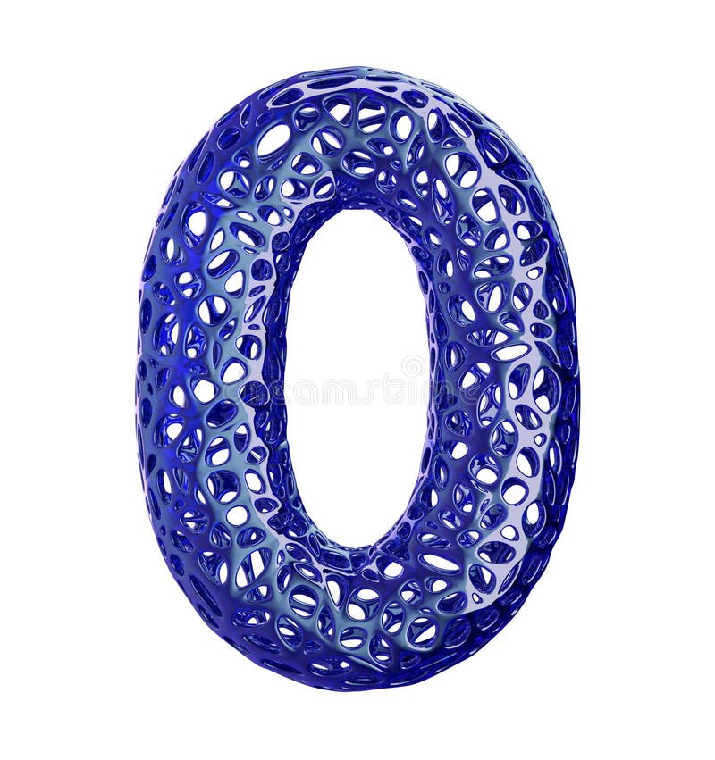 Number 0 Zero Made of Blue Plastic with Abstract Holes Isolated on ...
