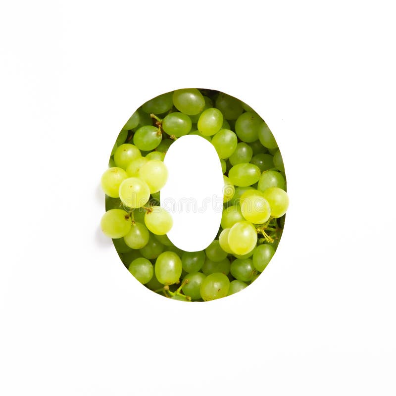Number Zero Made of Green Grape Berries and Paper Cut Null Shape on ...