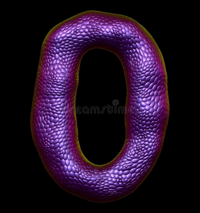 Number 0 Zero Made of Natural Purple Snake Skin Texture Isolated on ...