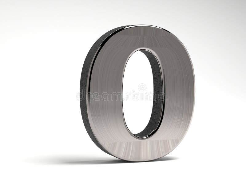 Number Zero Made of Steel on a White Background. Metal Volumetric ...