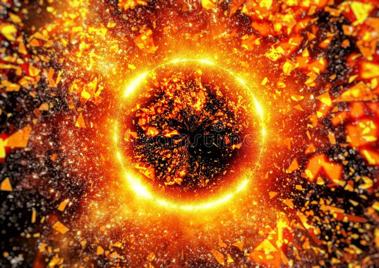 Burning Fire Ring and Black Background Stock Illustration ...