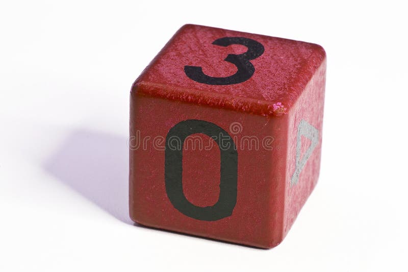 Number Zero and Three Written on a Red Wooden Cube of a Calendar Date ...
