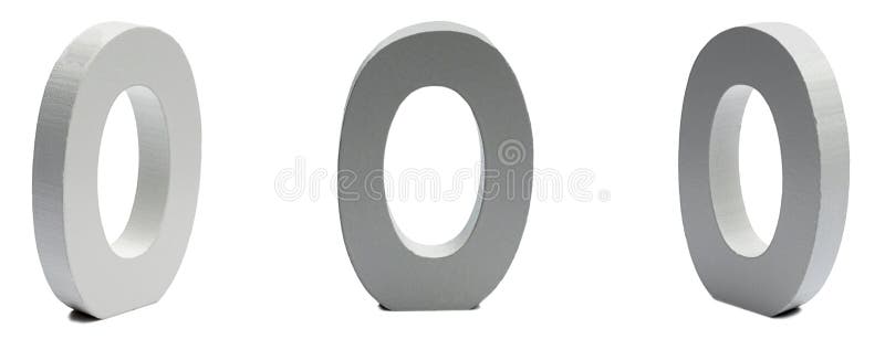 The Number Zero on a White Background at Different Angles. Stock Image ...