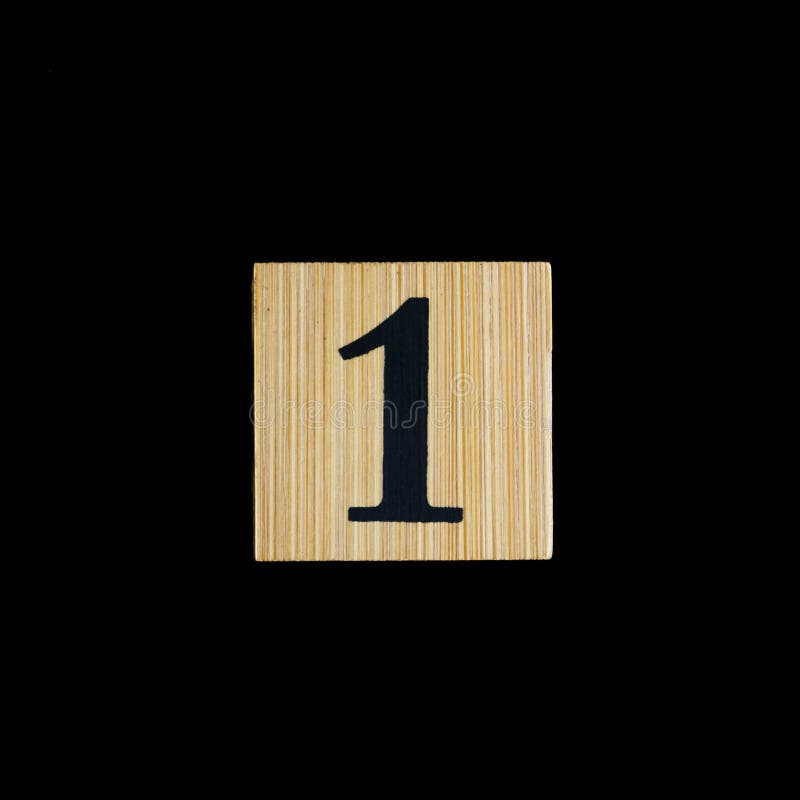 Number 1 Zero Wooden Isolated on Black Background Stock Image - Image ...