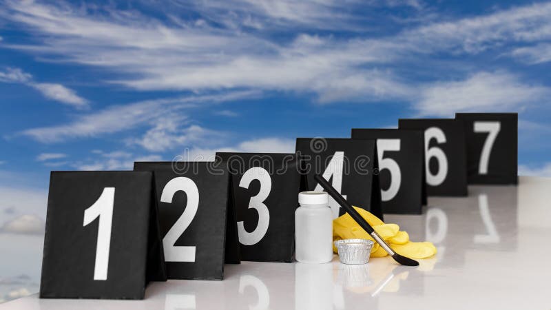 Evidence Number Tag In Crime Scene Stock Photo - Image of take, scale ...