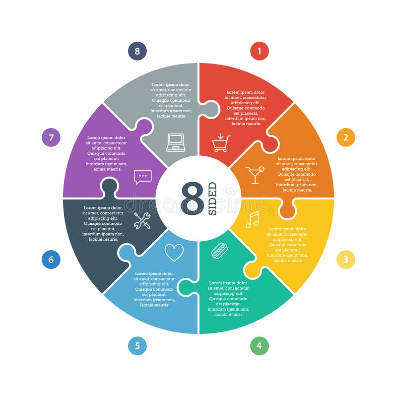 Numbered Flat Rainbow Spectrum Colored Puzzle Presentation Infographic ...