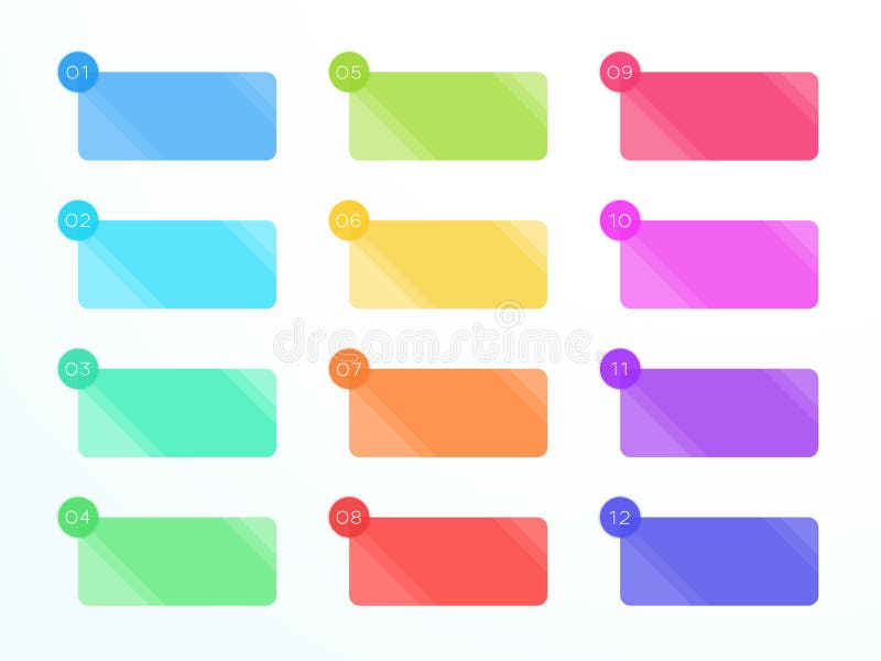Numbered Abstract Colorful Circle Text Boxes 1 To 12 Vector Stock ...