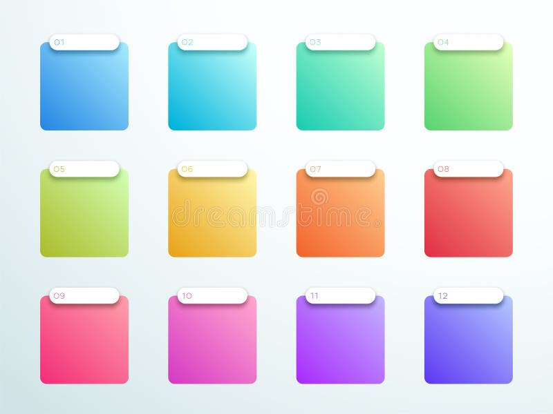 Vector 3d Square White Text Box Banner Elements Set of 12 Stock Vector ...
