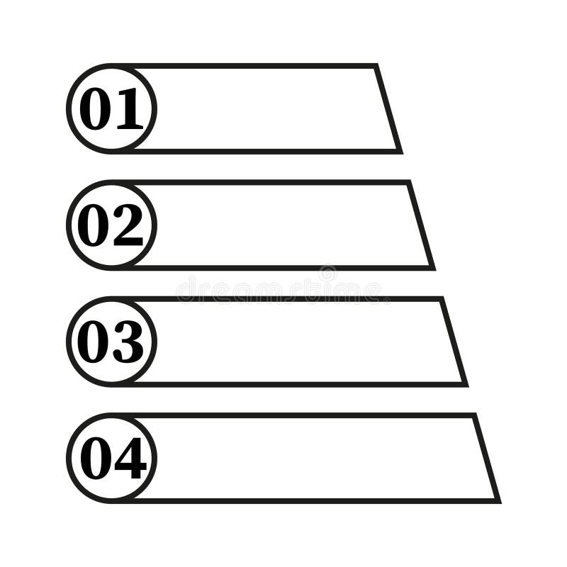 Numbered List Design. Four Sections. Black and White Vector. Simple ...