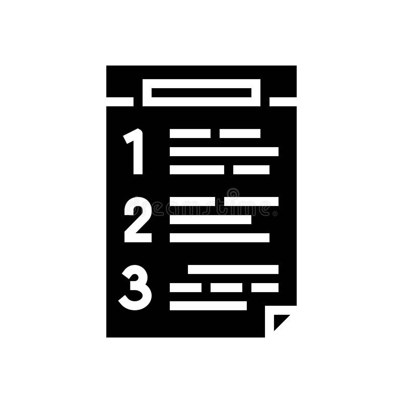 Numbered List Glyph Icon Vector Illustration Stock Vector ...