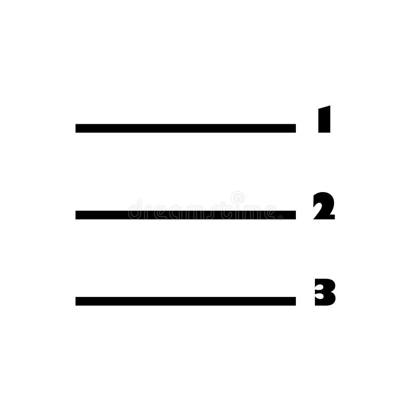 Numbered List Icon. Horizontal Lines. Monochrome Design. Vector Symbol ...