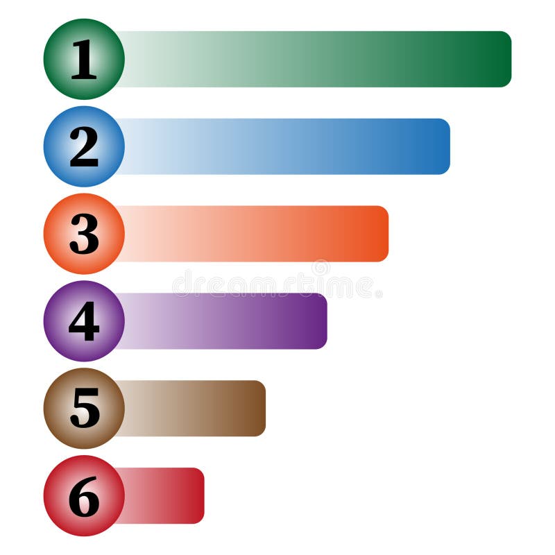 Numbered List Infographic. Gradient Color Bars. Steps from One To Six ...