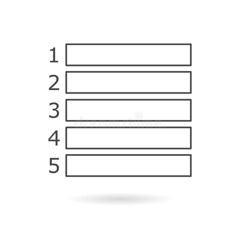 Numbered List with Numbers and Space for Text with Shadow Stock Vector ...