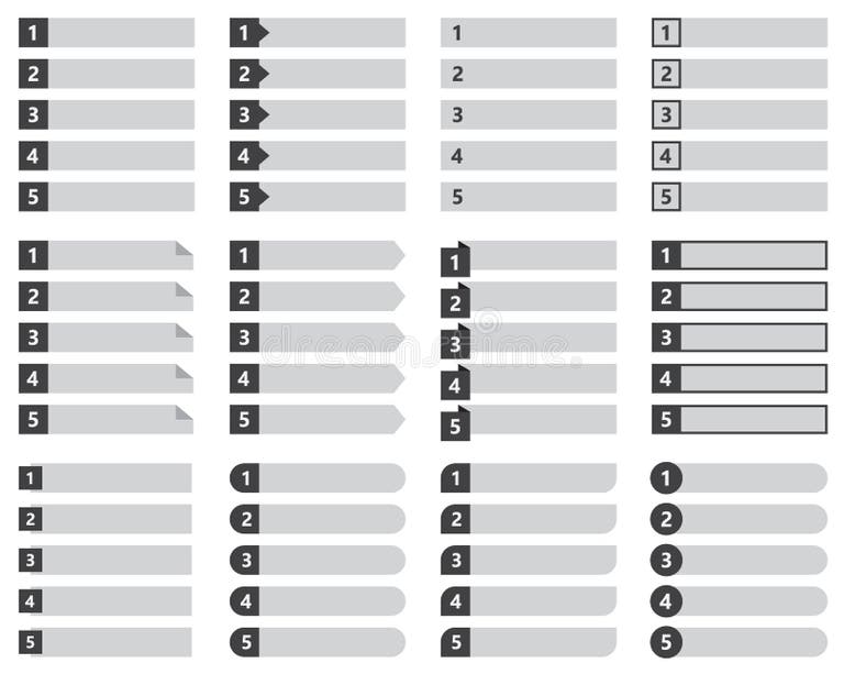 Numbered List Template, Vector Design Stock Vector - Illustration of ...