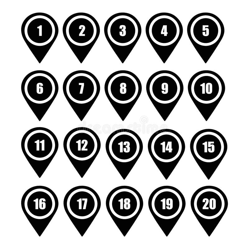 Numbered Location Pin Markers Stock Illustrations – 11 Numbered ...
