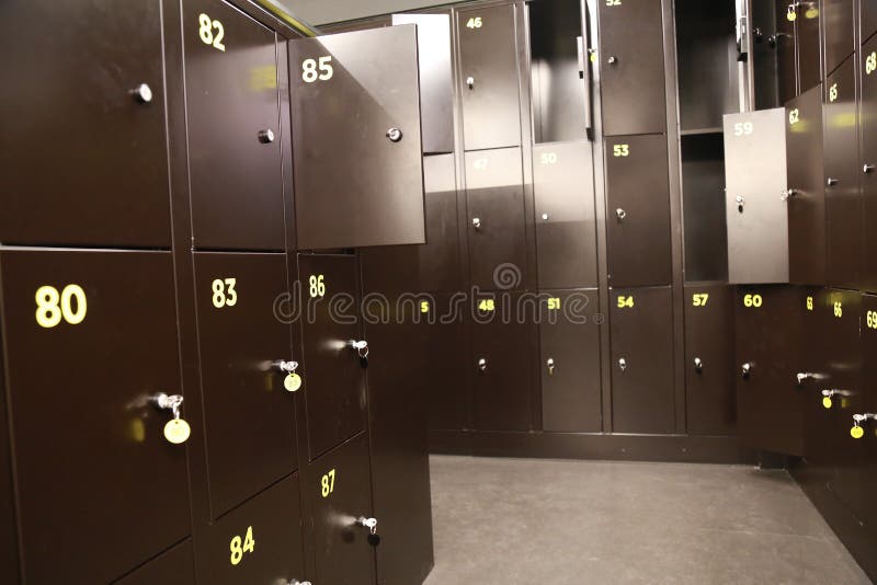 Numbered lockers in indoor stock photo. Image of leisure - 254958766