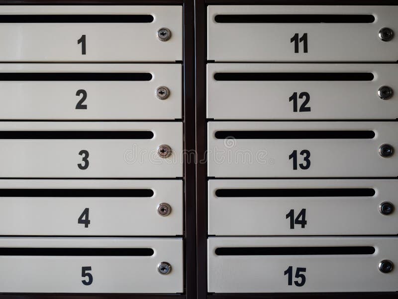 Numbered Mailboxes. Boxes for Paper Mail Stock Photo - Image of ...