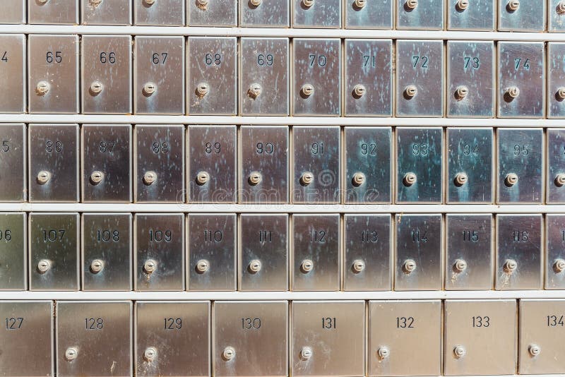 Numbered Metal Safes To Hide Secrets in a Post Office Stock Photo ...