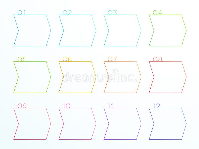 Numbered Outline Arrow Text Boxes 1 To 12 Vector Stock Vector ...