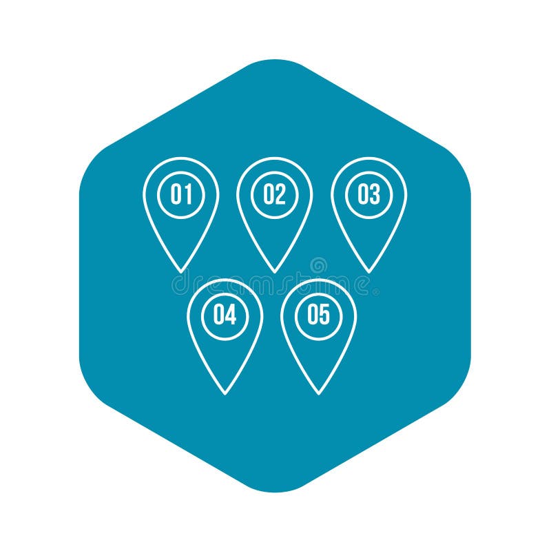 Numbered Pin Markers Icon, Outline Style Stock Vector - Illustration of ...