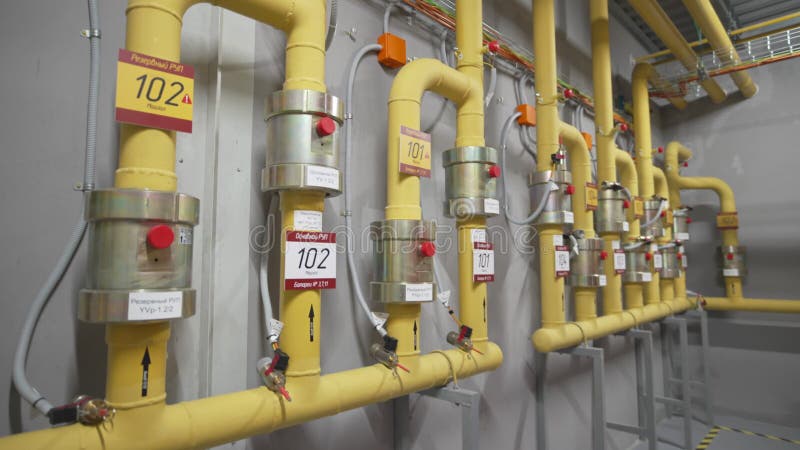 Numbered Pipeline Winds through Industrial Workshop Stock Video - Video ...