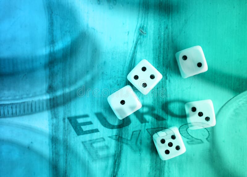 Numbered Plastic Pieces on a Table. Double Exposure with Euro Bill ...