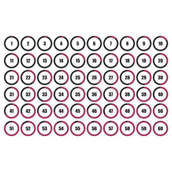 Numbered Progress Circles. Countdown Icons Set. Pink and Black Rings ...