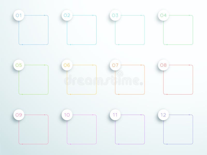 Numbered Square Outlined Text Boxes 1 To 12 Vector Stock Vector ... Numbered Square Outlined Text Boxes 1 To 12 Vector Stock Vector ...