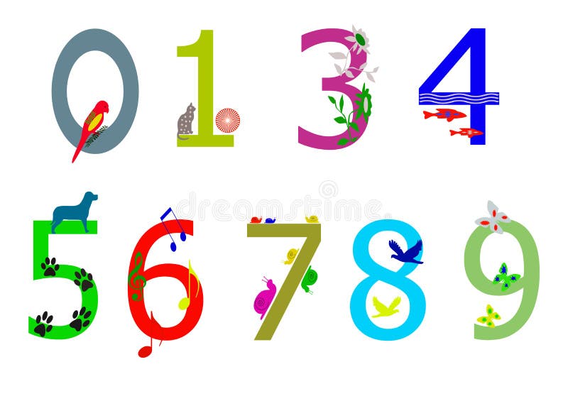 Happy Colorful Numbers From Zero To Nine Stock Vector - Illustration of ...