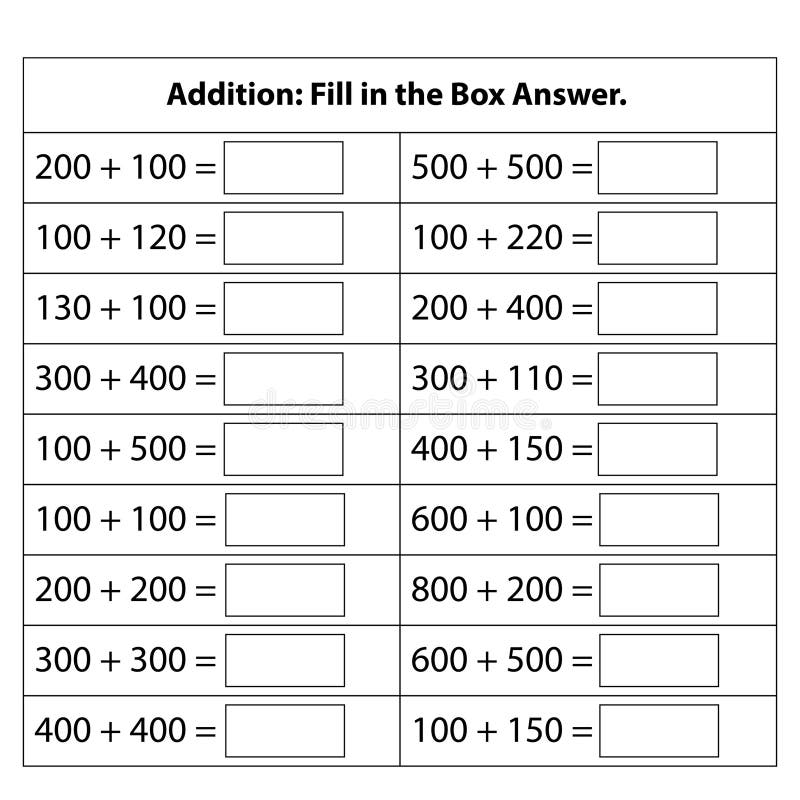 Numbers Addition. Basic Kid Math Chart for Addition Operations in ...