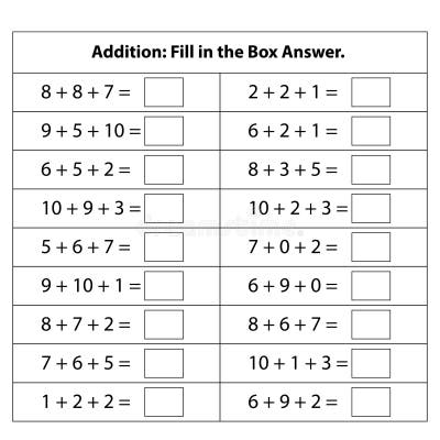 Numbers Addition. Basic Kid Math Chart for Addition Operations in ...