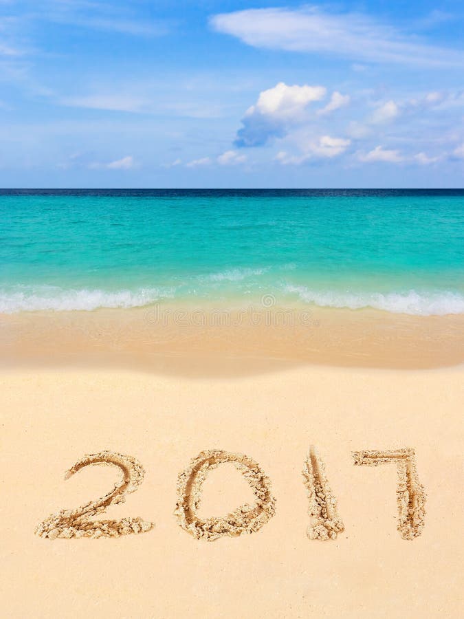 2017 on the beach 3 stock image. Image of ocean, sunny - 76827353
